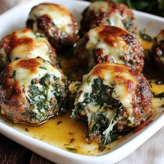 Spinach Garlic Meatballs Stuffed with Mozzarella Recipe – Recipe quick ...
